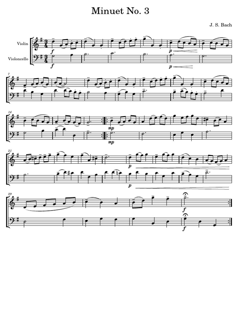 Minuet No Bach Johann Sebastian | PDF | Musical Compositions | Christian Music