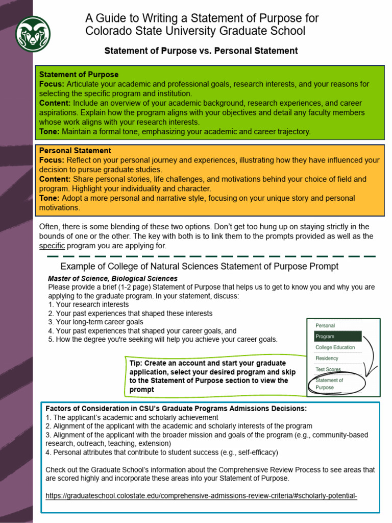 CSU Graduate School Statement Guide | PDF | Motivation | Motivational