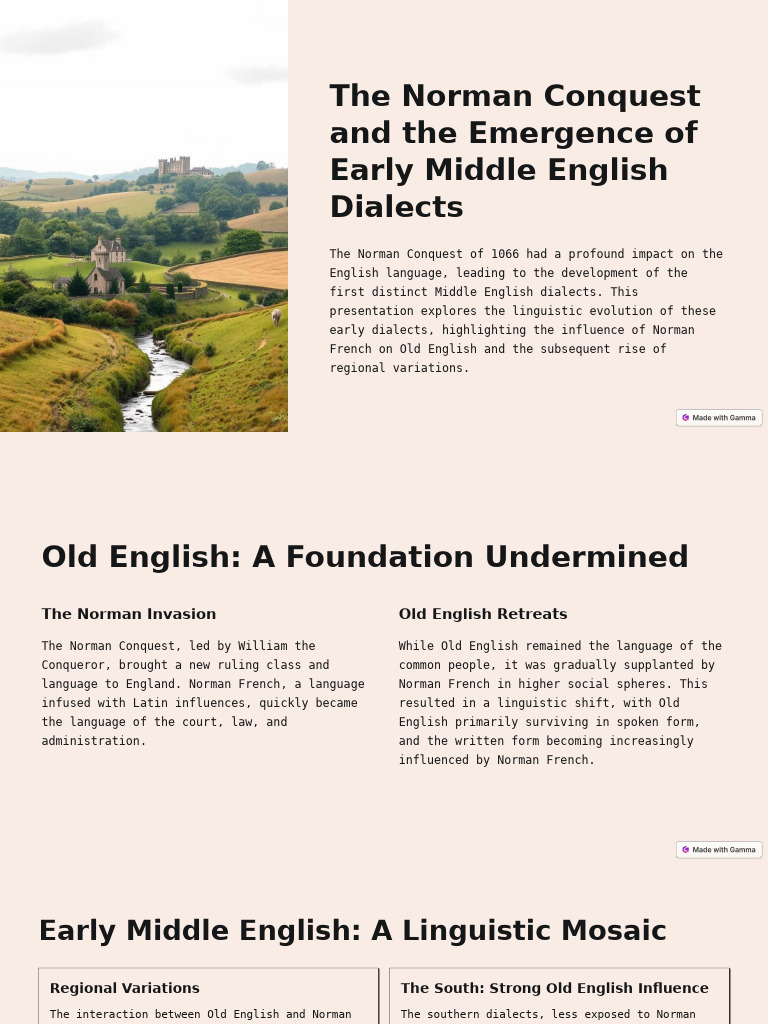 The Norman Conquest and The Emergence of Early Middle English Dialects ...