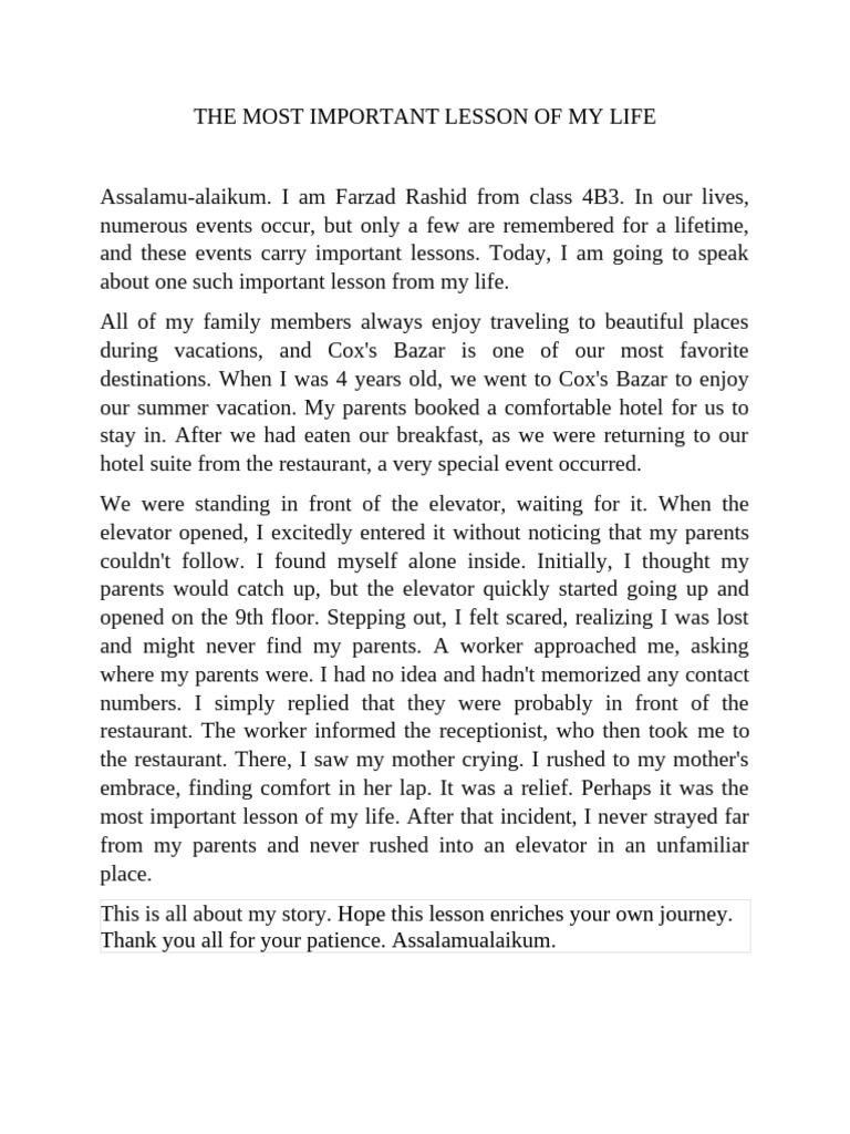 Life Lesson from a Childhood Adventure | PDF