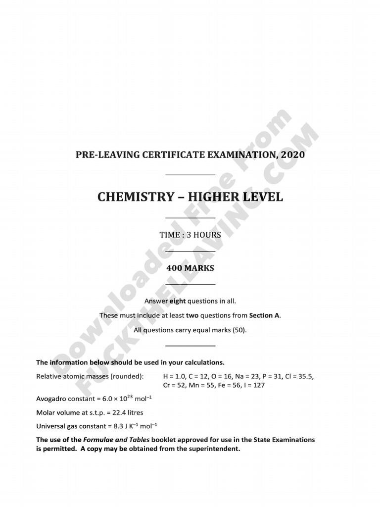 Chemistry Mock 2 | PDF