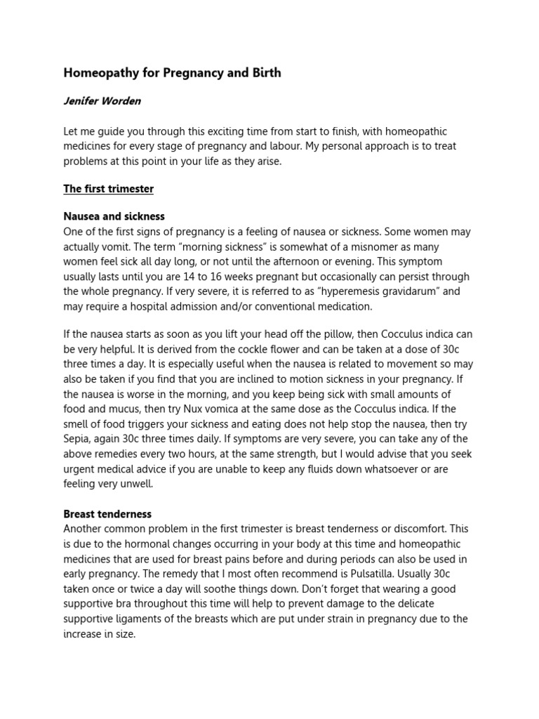 Homeopathy For Pregnancy & Birth | PDF | Childbirth | Urinary Tract ...