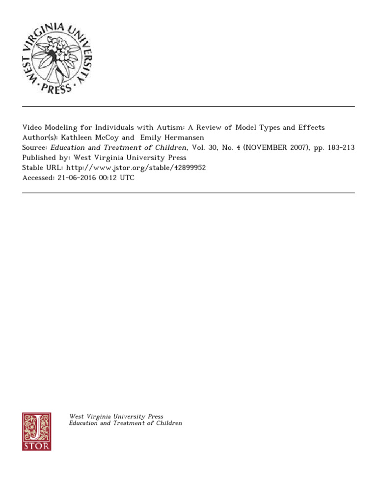Video Modeling For Individuals With Autism - A Review of Model Types ...