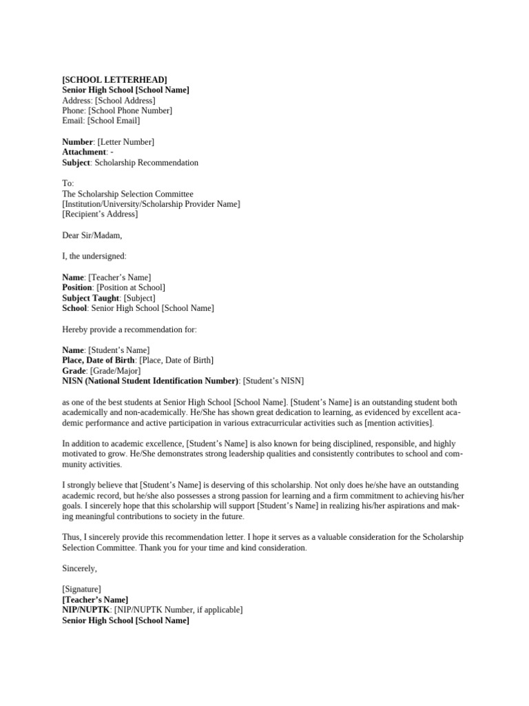 Example of Recomendation Letter | PDF