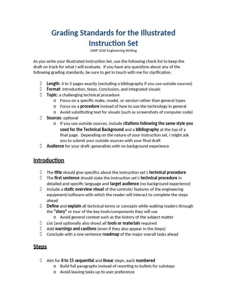 003 Grading Standards for Illustrated Instruction Set | PDF ...