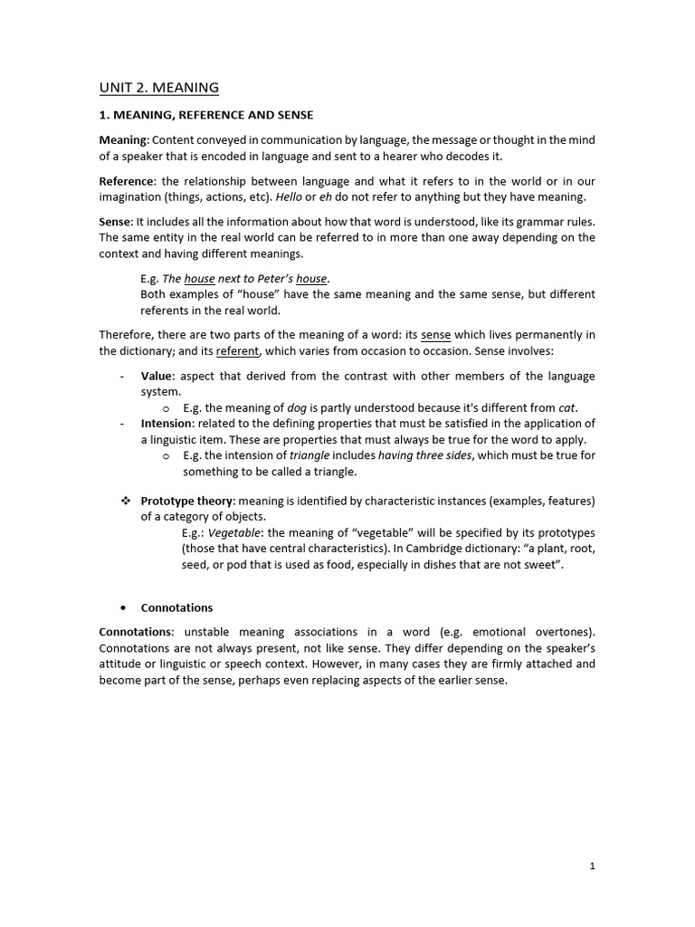 UNIT 2 | PDF | Semantics | Interpretation (Philosophy)