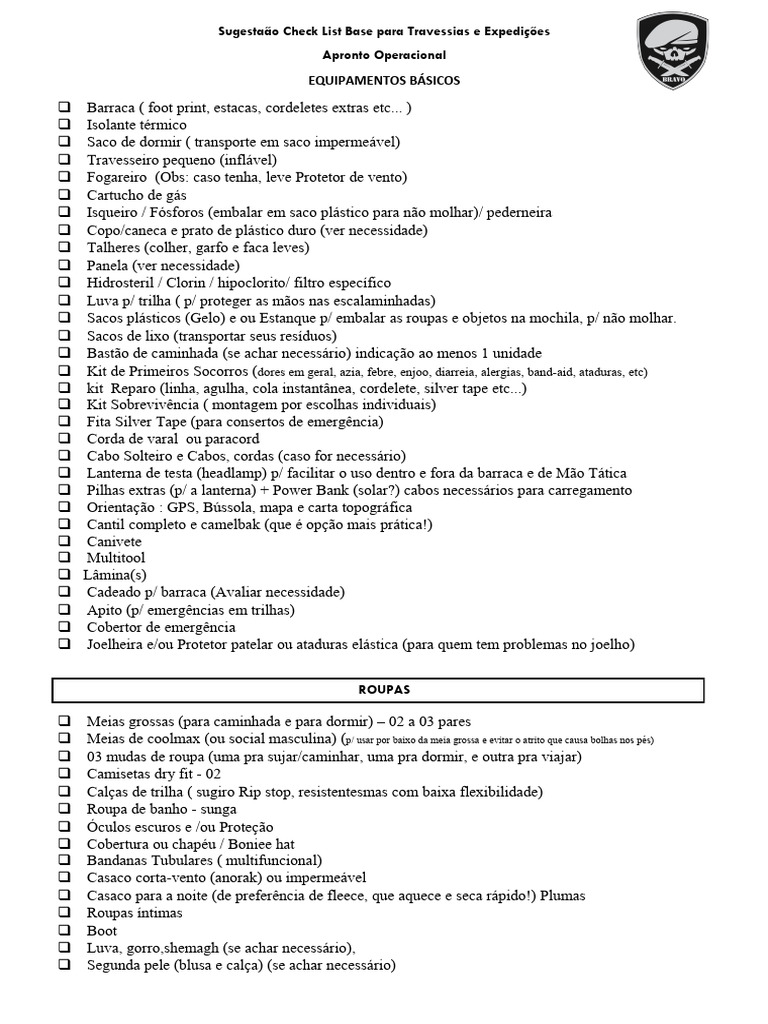 Checklist Completo para Travessias e Expedições | PDF