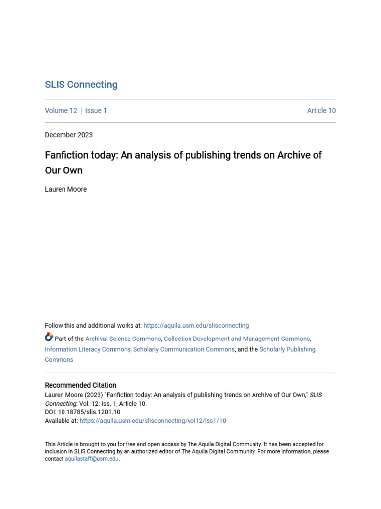 Trends in Fanfiction on AO3 | PDF