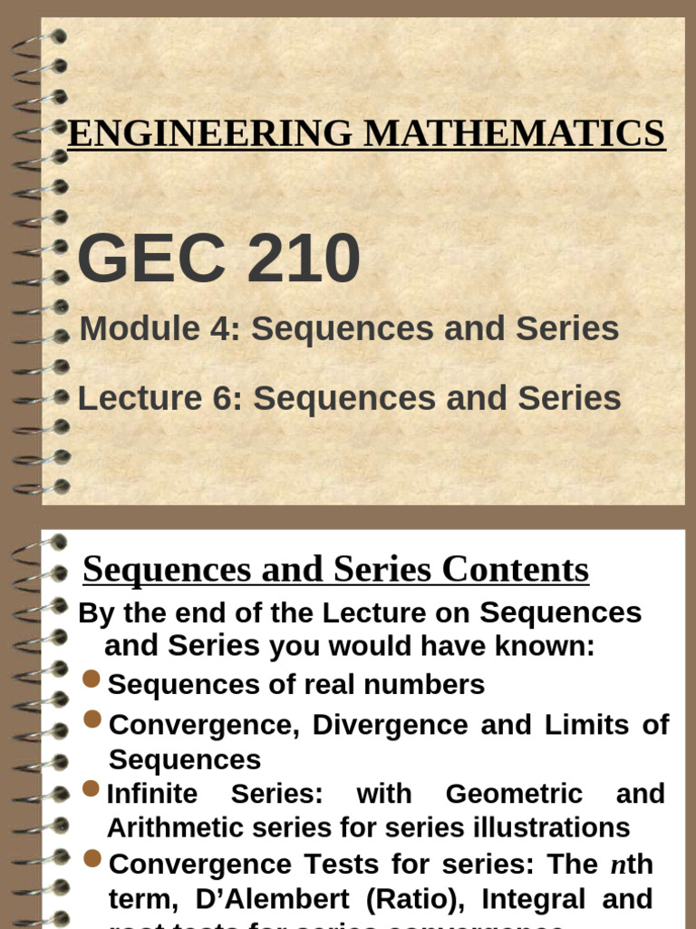 GEC 210 Lecture Note 6 Series | PDF | Sequence | Limit (Mathematics)