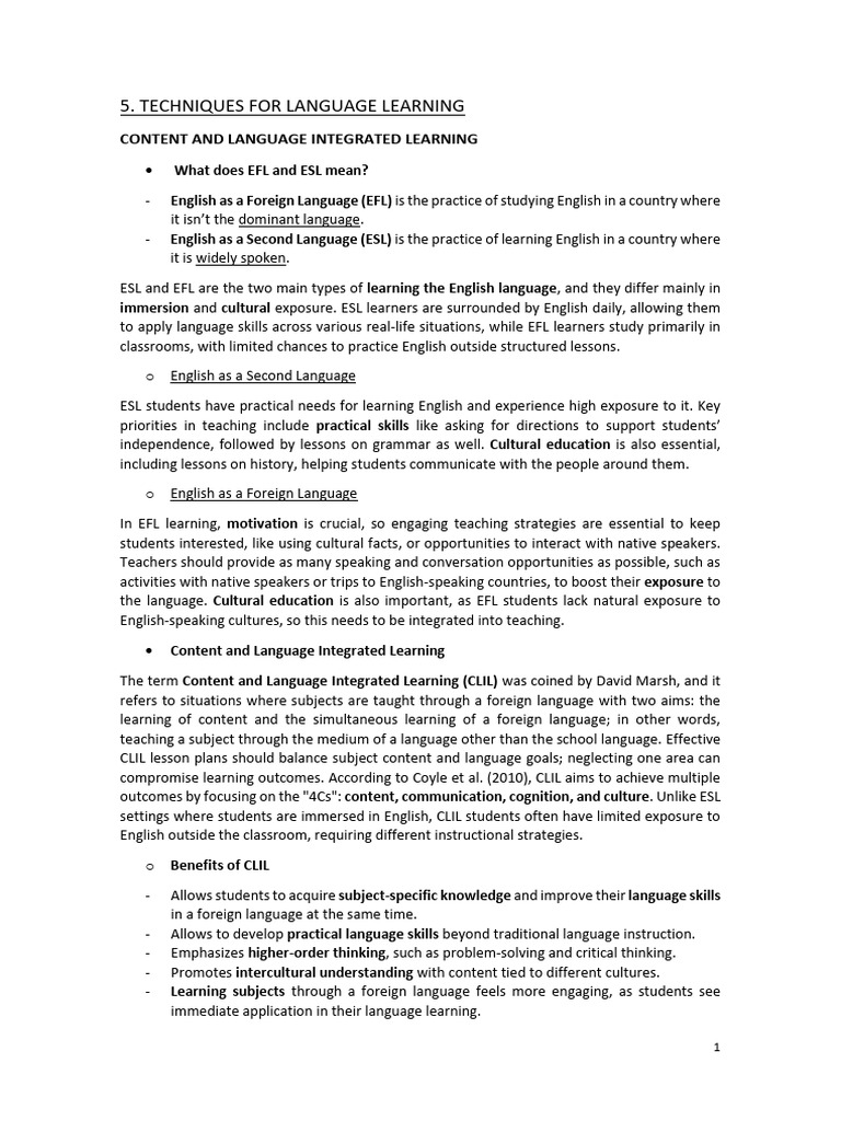 UNIT 5 | PDF | English As A Second Or Foreign Language | Learning