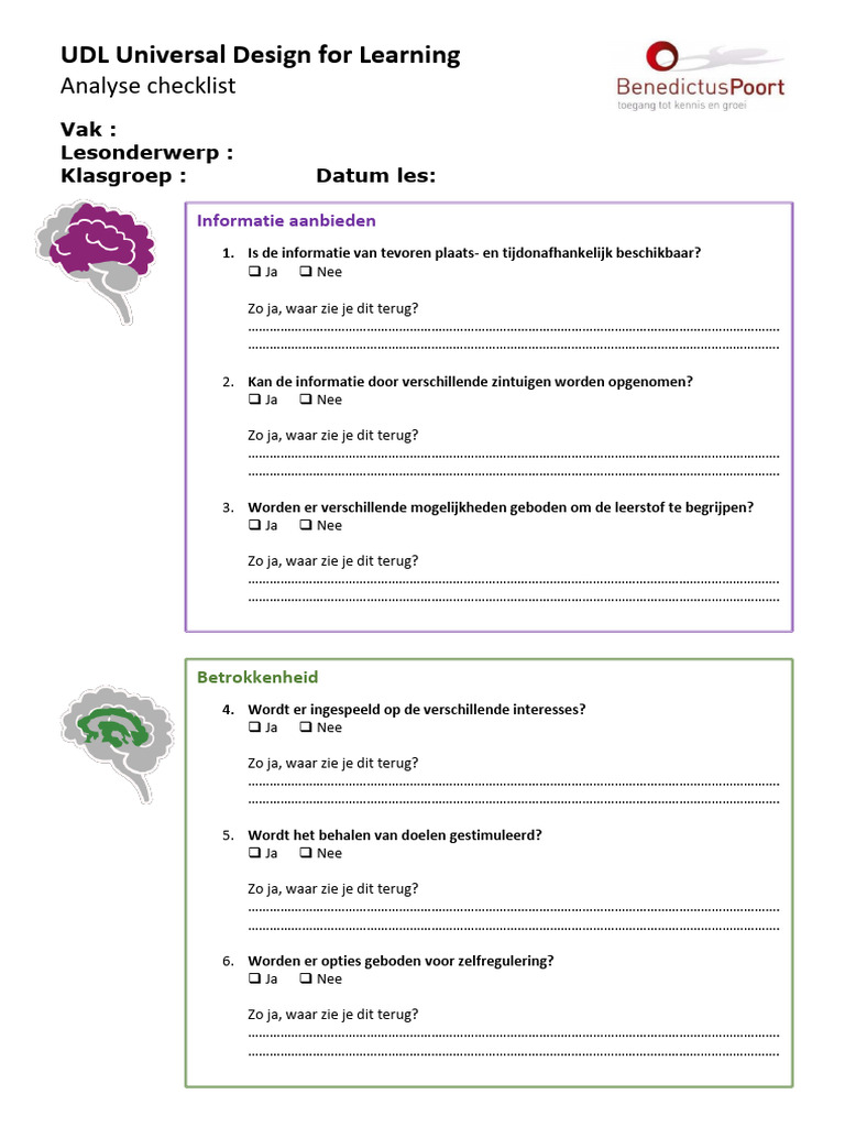 UDL Analyse Checklist BP - PV Januari | PDF
