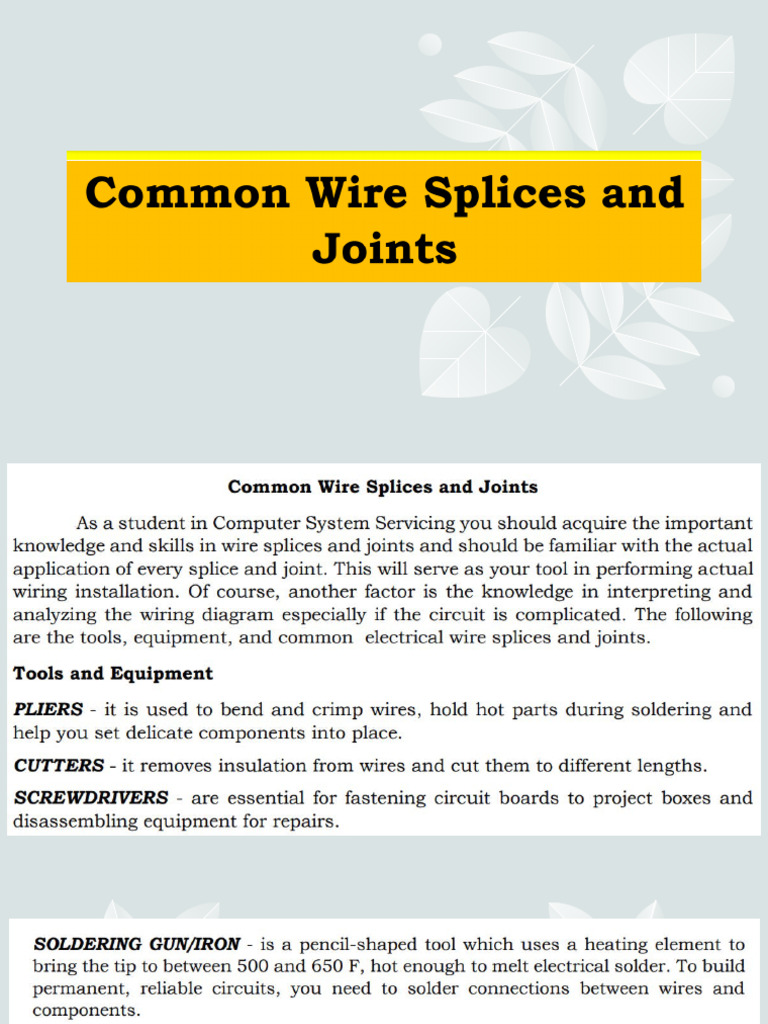 Quarter 3 Common Wire Splices | PDF