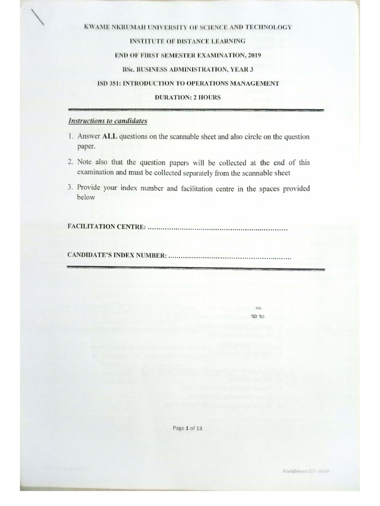 KNUST Level300.operations MGT Pasco 2 Solved | PDF