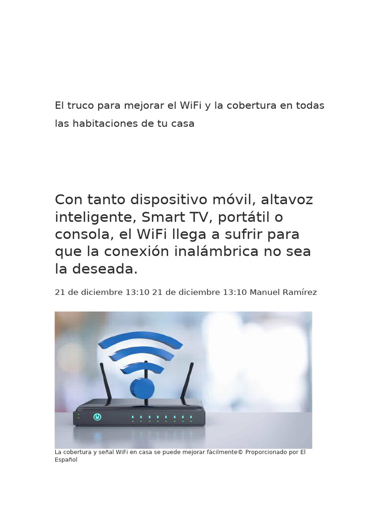 El truco para mejorar el WiFi y la cobertura en todas las habitaciones ...