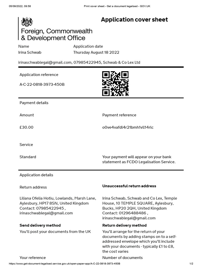 Print Cover Sheet - Get A Document Legalised - GOV - UK - Hotiu | PDF ...