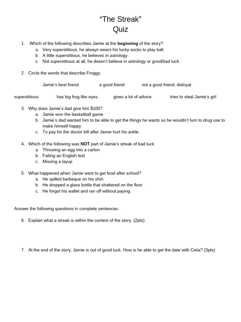 Streak Quiz | PDF