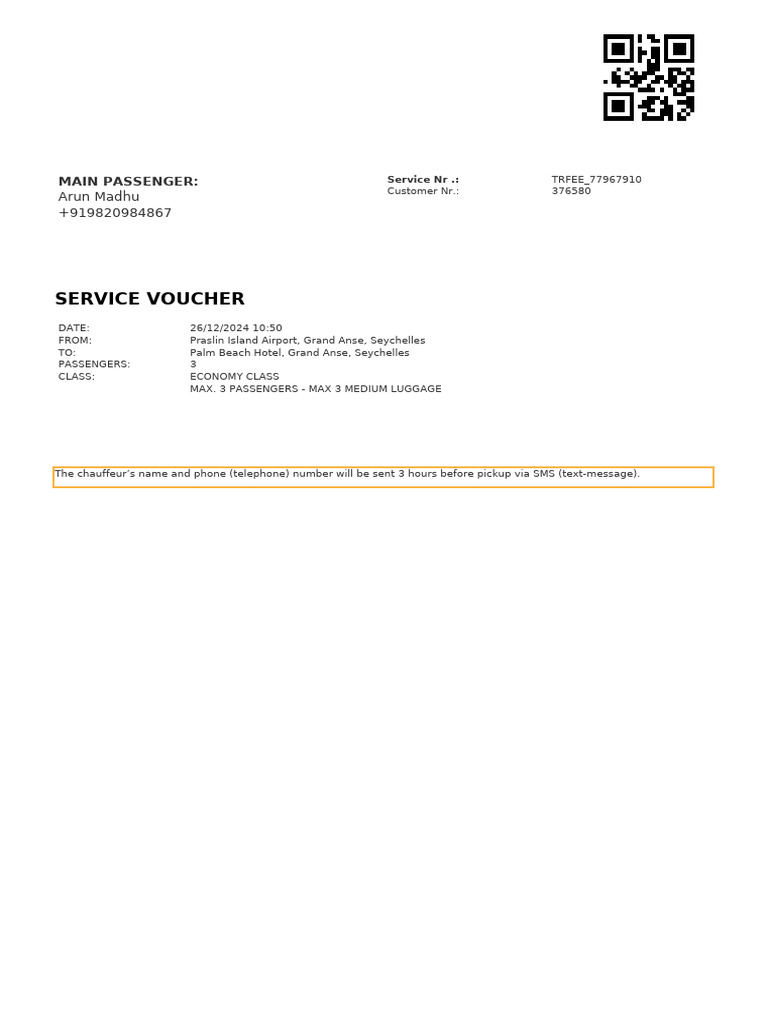 Transfeero Service Summary TRFEE 77967910 | PDF