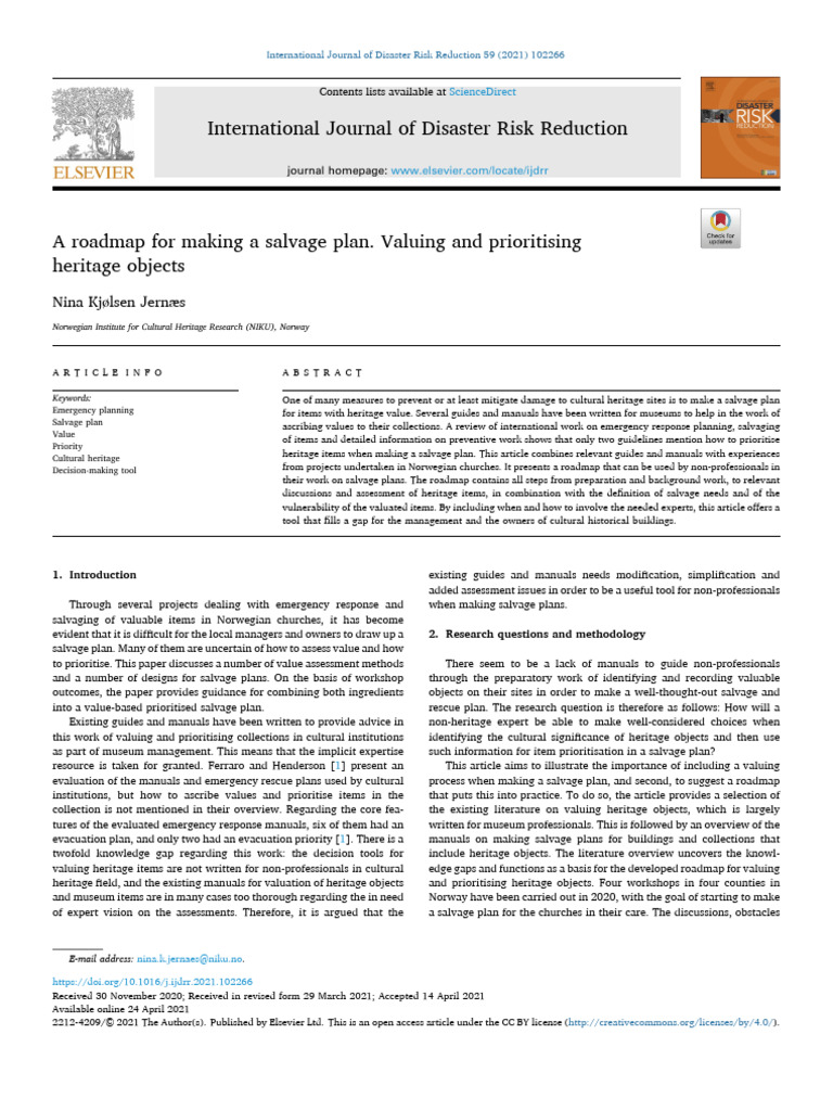 A Roadmap For Making A Salvage Plan Valuing 2021 International Journal ...