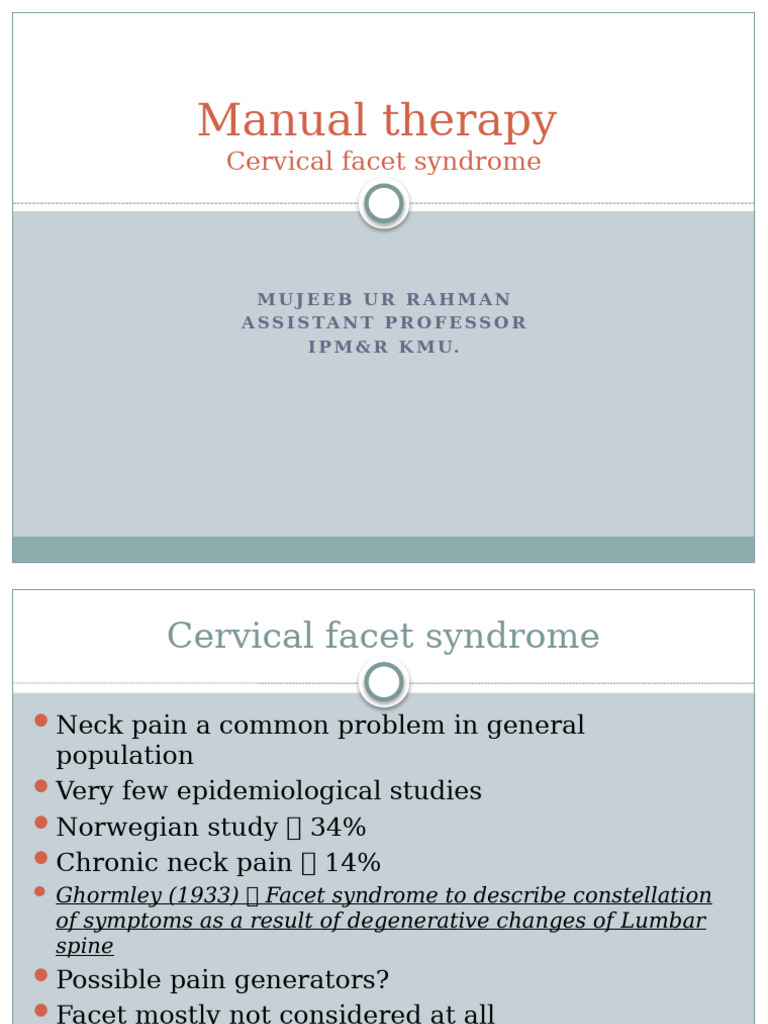 Cervical Facet Syndrome Overview | PDF | Neck | Pain