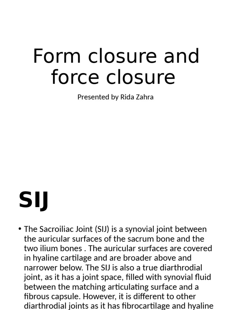 Understanding SIJ: Form and Force Closure | PDF | Pelvis | Vertebral Column