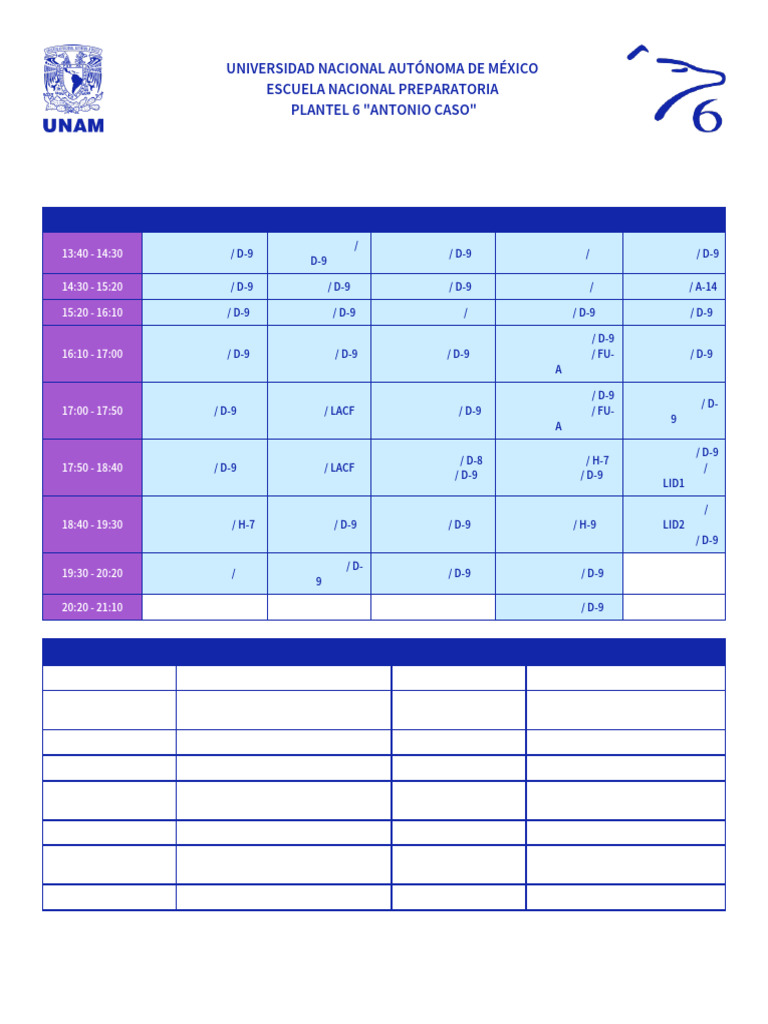 Horario Grupo 457 ENP6 | PDF