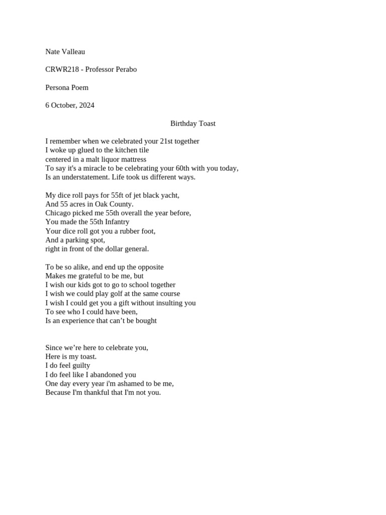 Persona Poem Valleau | PDF