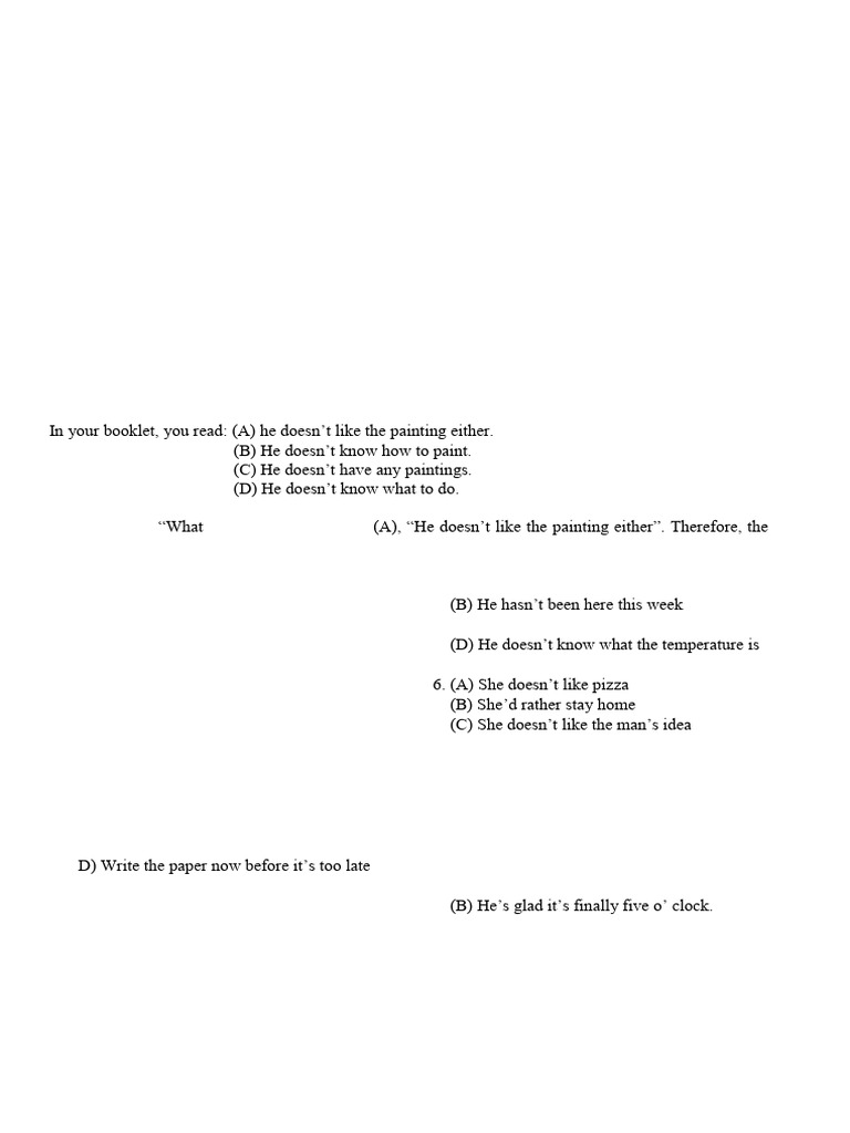 TOEFL ITP Listening Practice | PDF | Piano | Flight