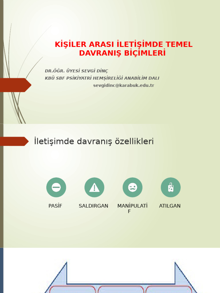 9.hafta KiÅ Iler Arasä Ä°letiÅ Imde Temel DavranÄ Å BiÃ Imleri | PDF