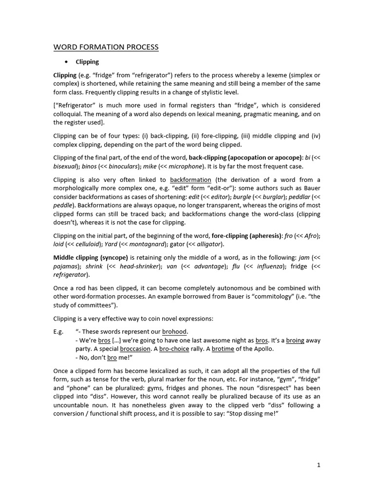 Word Formation Process | PDF | Word | Acronym