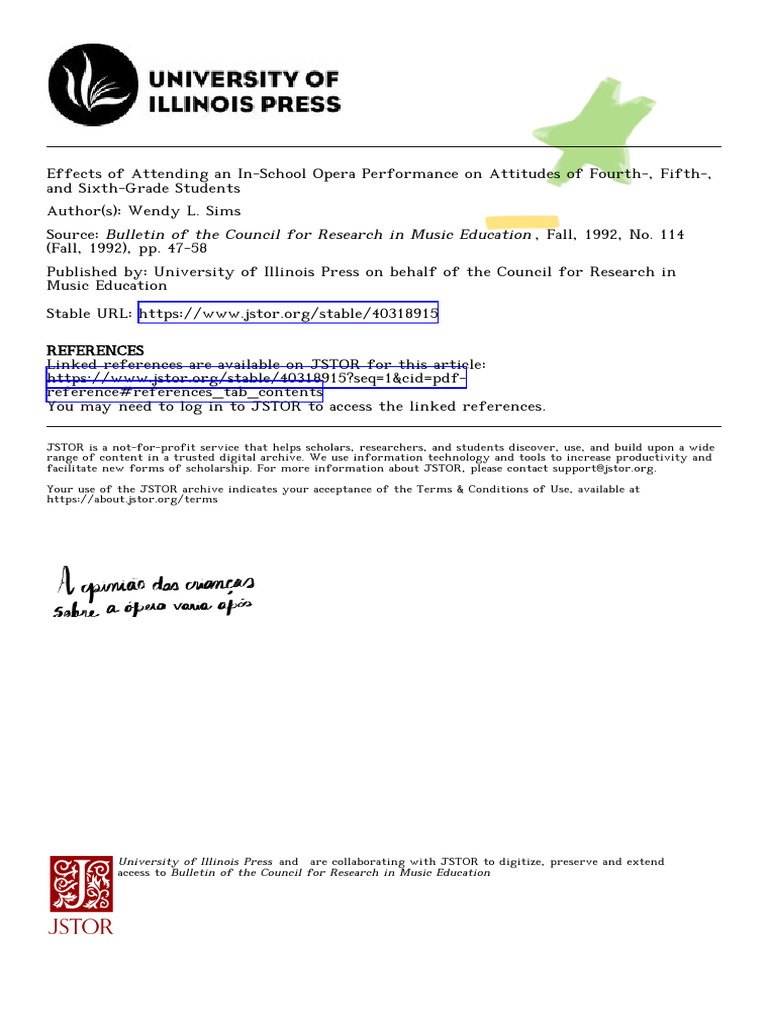 Sims EffectsAttendingInSchool 1992 | PDF | Musicology | Performing Arts