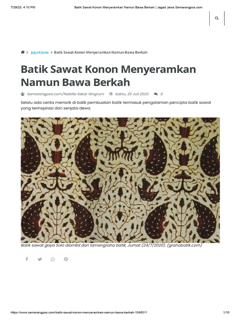 Makna Batik Sawat dalam Budaya Jawa | PDF