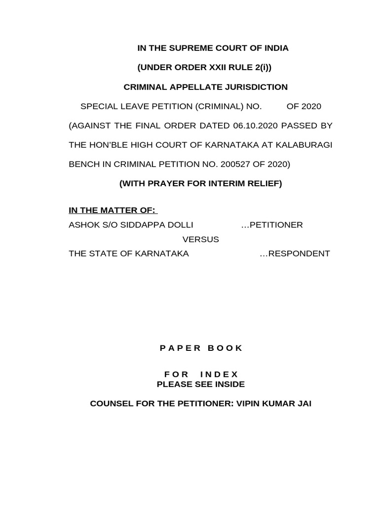SLP_Ashok | PDF | Bail | Judgment (Law)
