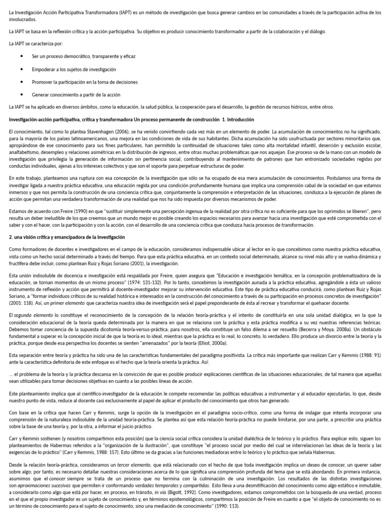IAPT | PDF | Investigación para la Acción | Conocimiento