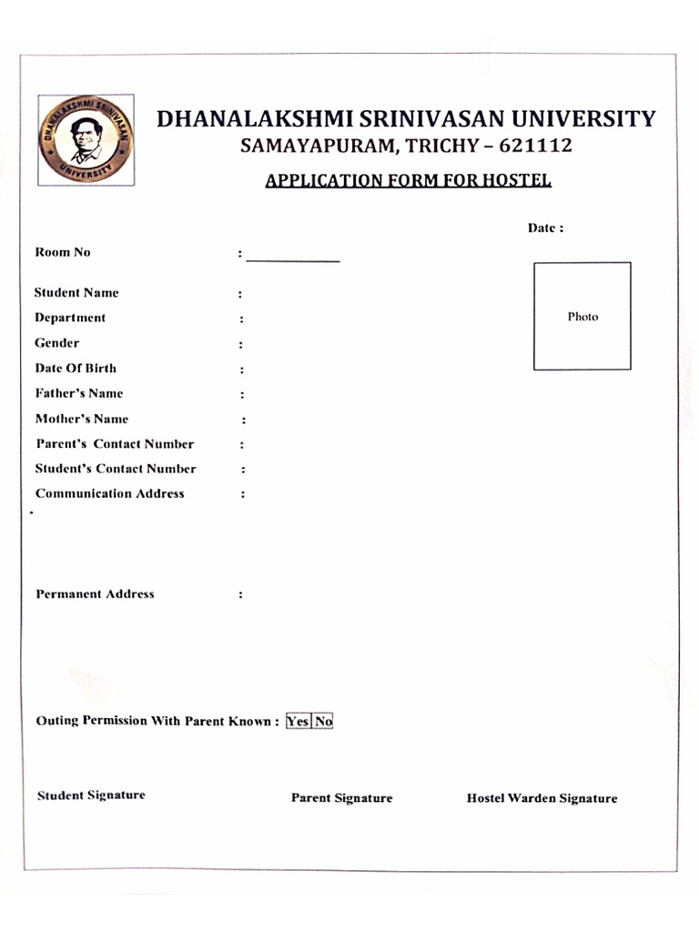 Hostel Application Form-1 | PDF