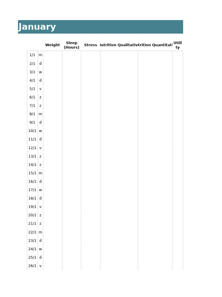 Nutrition Tracker Excel | PDF | Nutrition | Diet & Nutrition