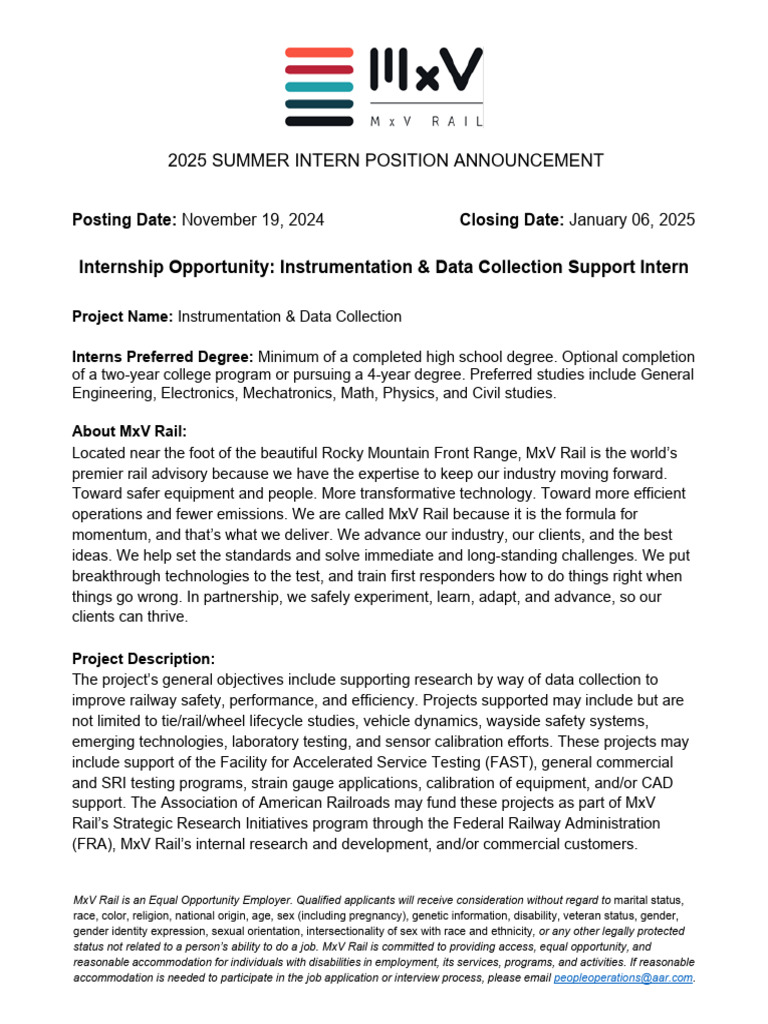 Instrumentation & Data Collection Support Intern | PDF | Equal ...