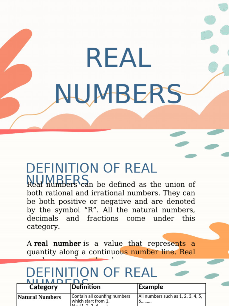 Real Numbers and Its Properties | PDF | Numbers | Rational Number