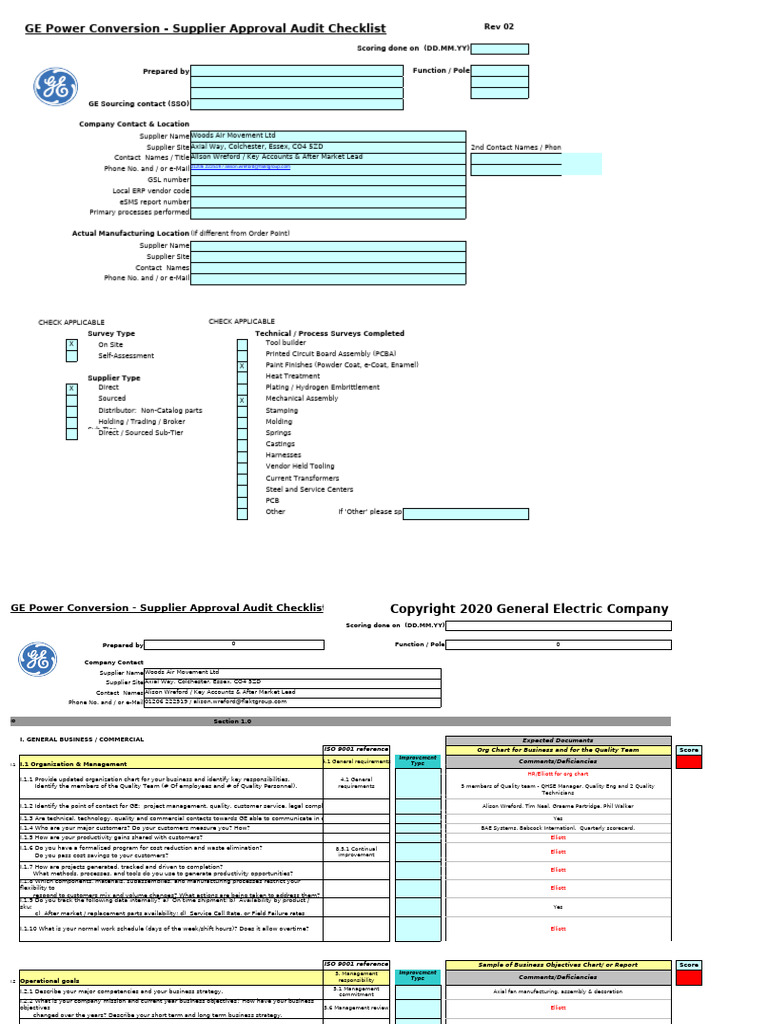 GE Supplier Approval Audit Check List | PDF | Calibration | Accuracy ...