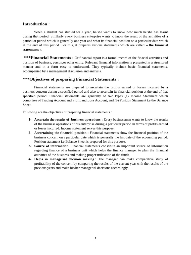 Financial Statements | PDF