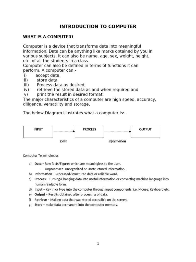 INTRODUCTION TO COMPUTER[PLATINUM] | PDF | Computer Data Storage | Central Processing Unit