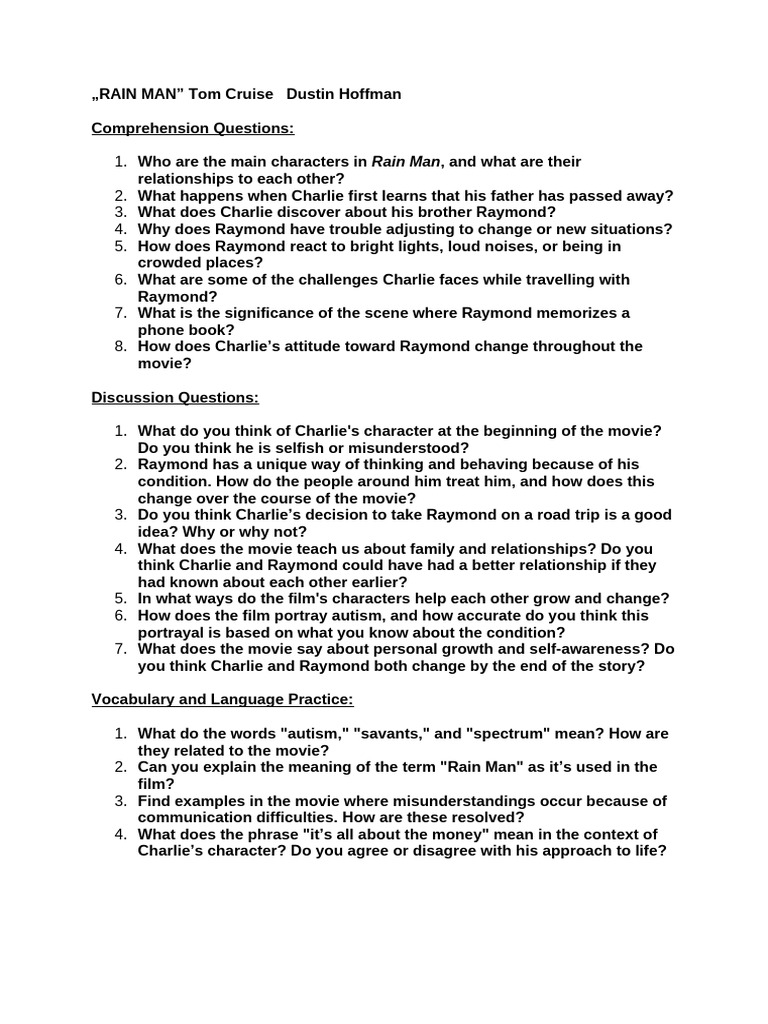 Rain Man: Character Insights and Themes | PDF