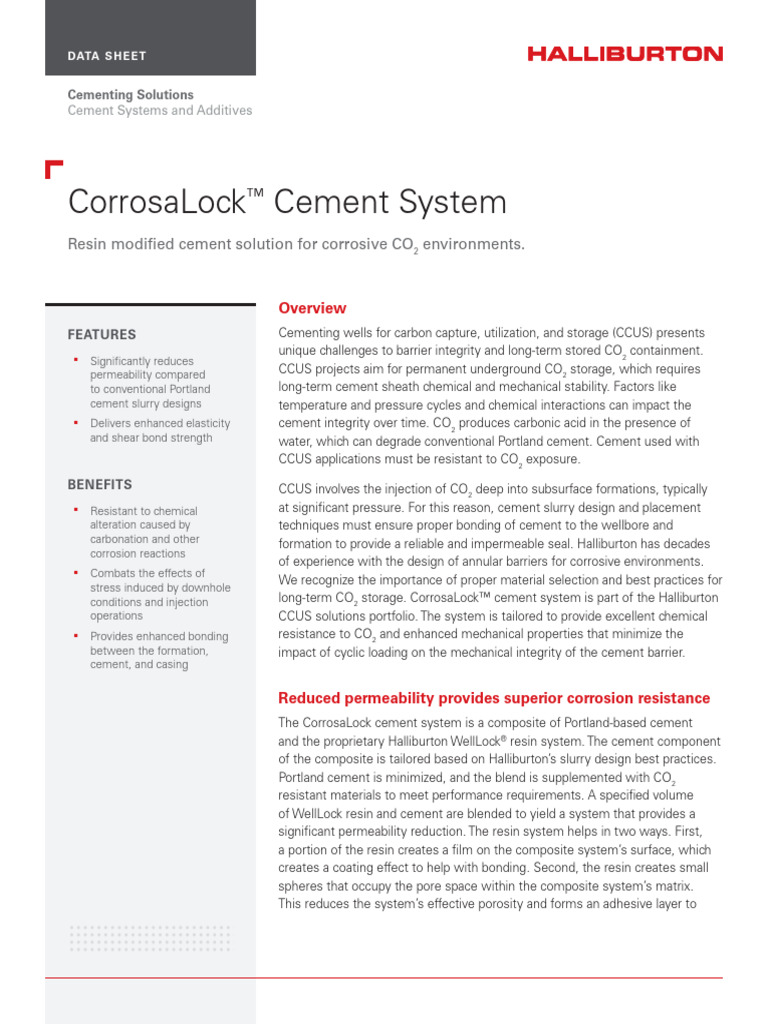 H014478 CorrosaLock Data Sheet | PDF | Cement | Carbon Capture And Storage