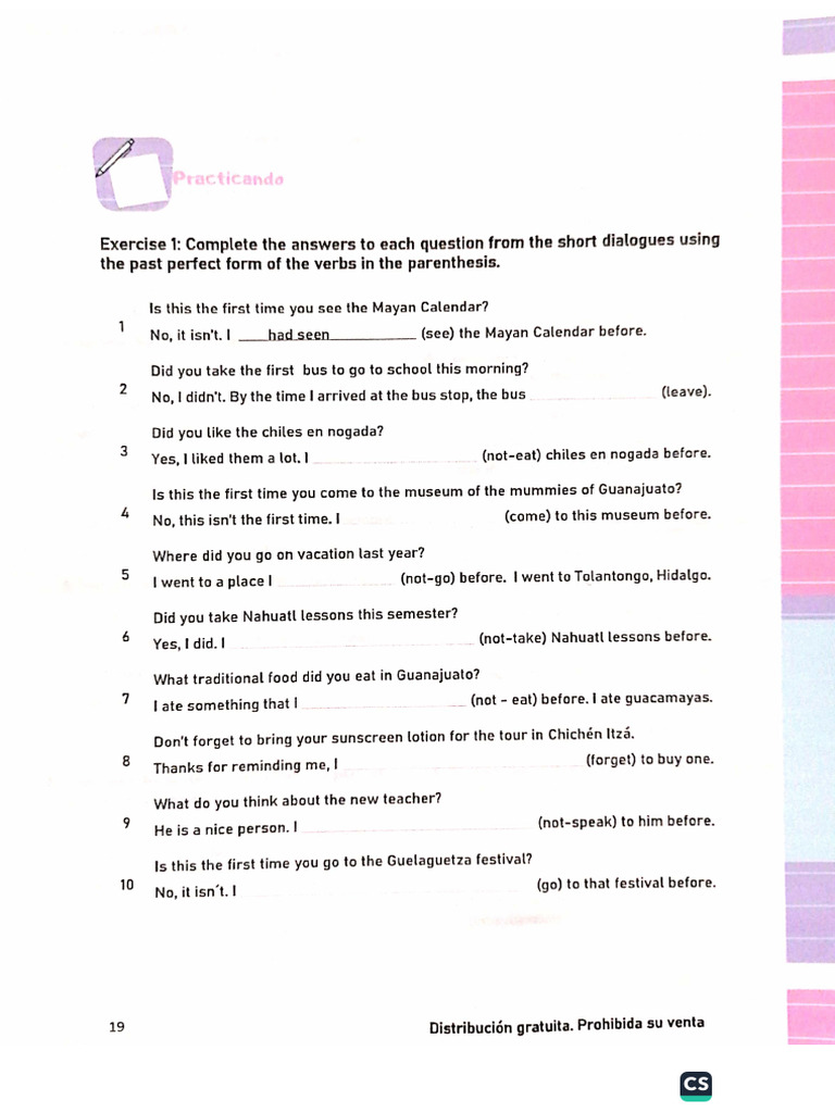 Past Perfect Activities | PDF