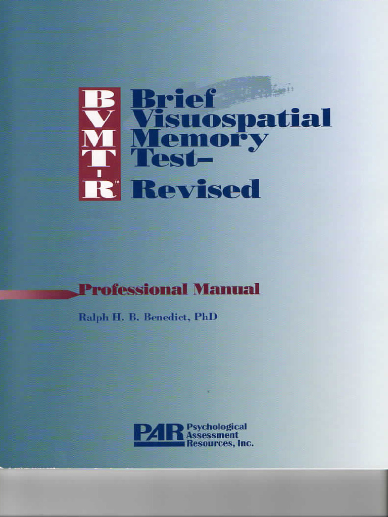 BVMT - R - Professional Manual | PDF
