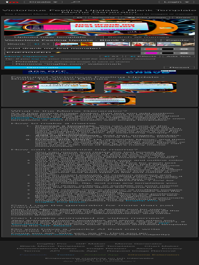 Victorious Feeling Update - Blank Template Meme Generator - Imgflip ...