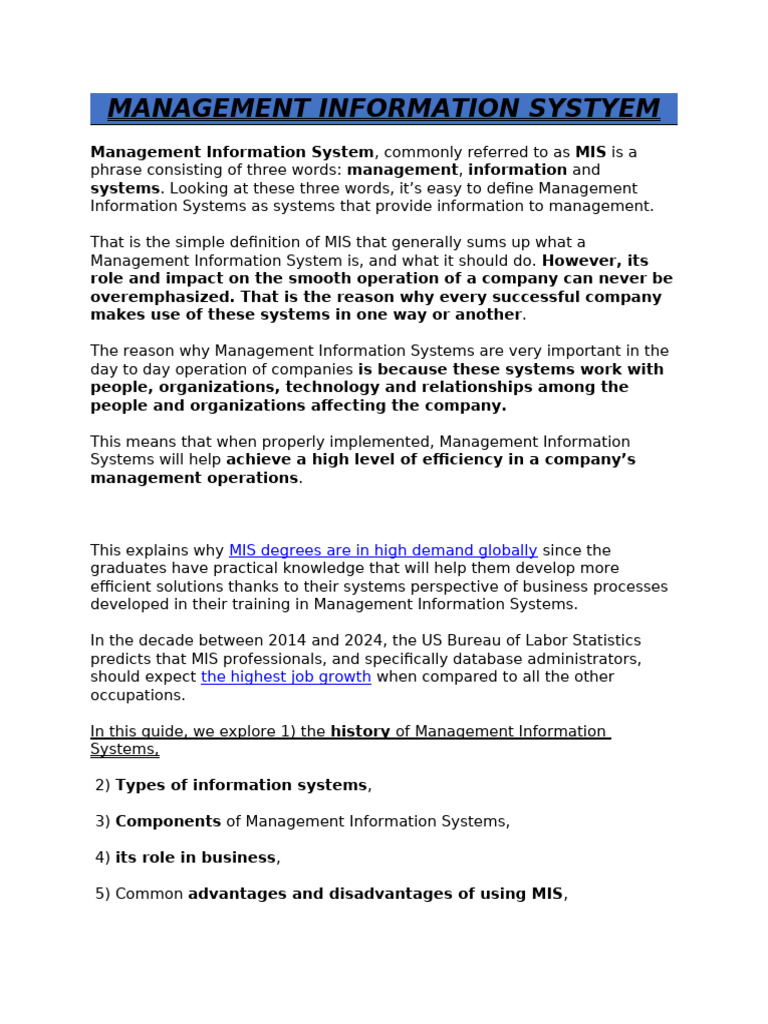 Mis | PDF | Management Information System | Databases