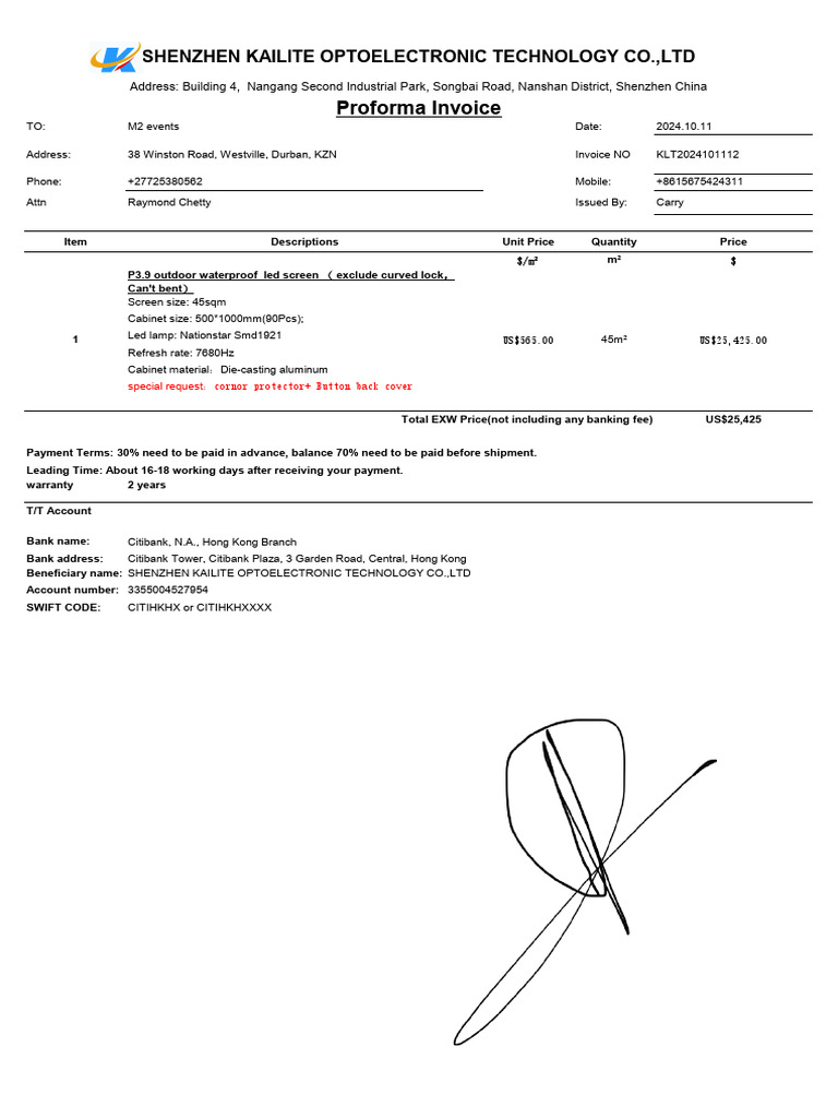 Updated Quote For P3.91 Nationstar - 45sqm | PDF