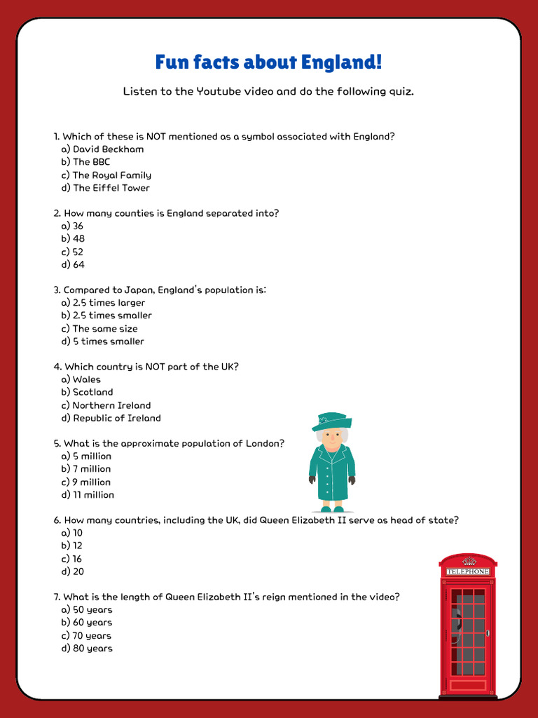 Fun Facts About England - Homework | PDF