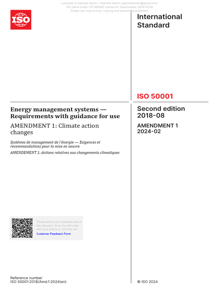 ISO 50001 2018 Amd 1 2024 (En) | PDF | International Organization For Standardization