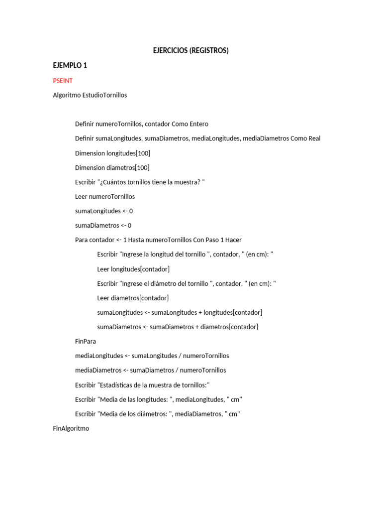 Ejercicios-Registros (Lunes-Jueves) | PDF | C ++ | Ingeniería Informática